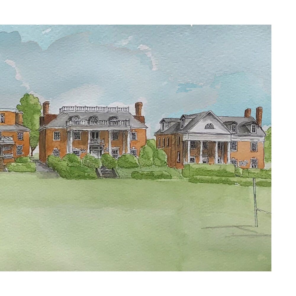 UVA Print, University of Virginia Art, Rugby Road, Watercolor Panorama ...