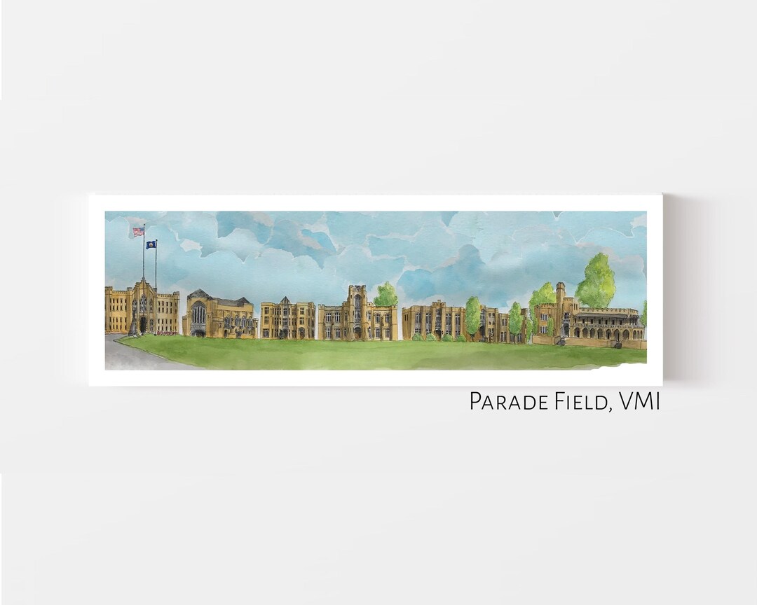 Virginia Military Institute Watercolor Art Print, VMI Parade Field, VMI ...