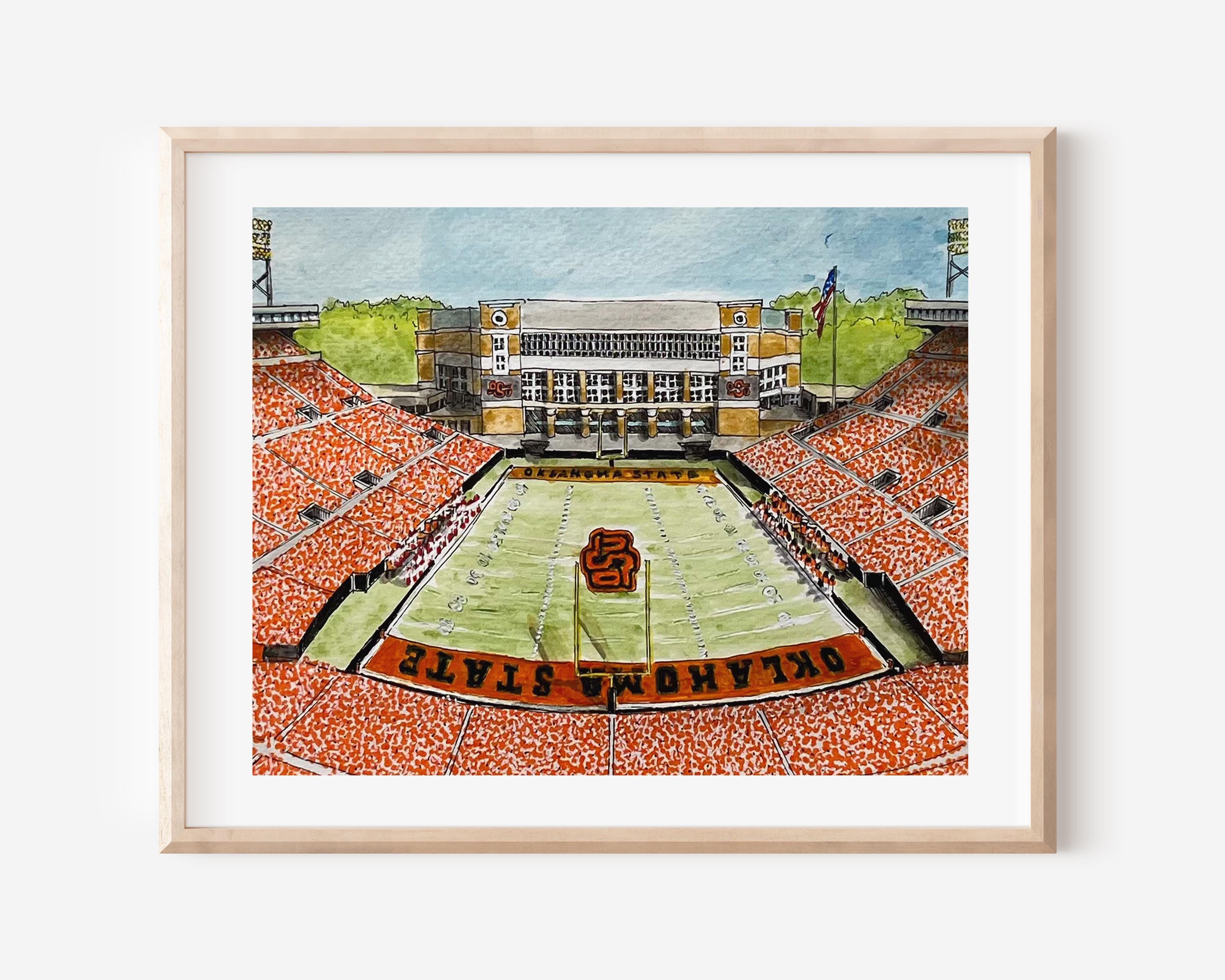 Oklahoma State Stadium Watercolor Art Print: OSU Alumni Gift - Etsy