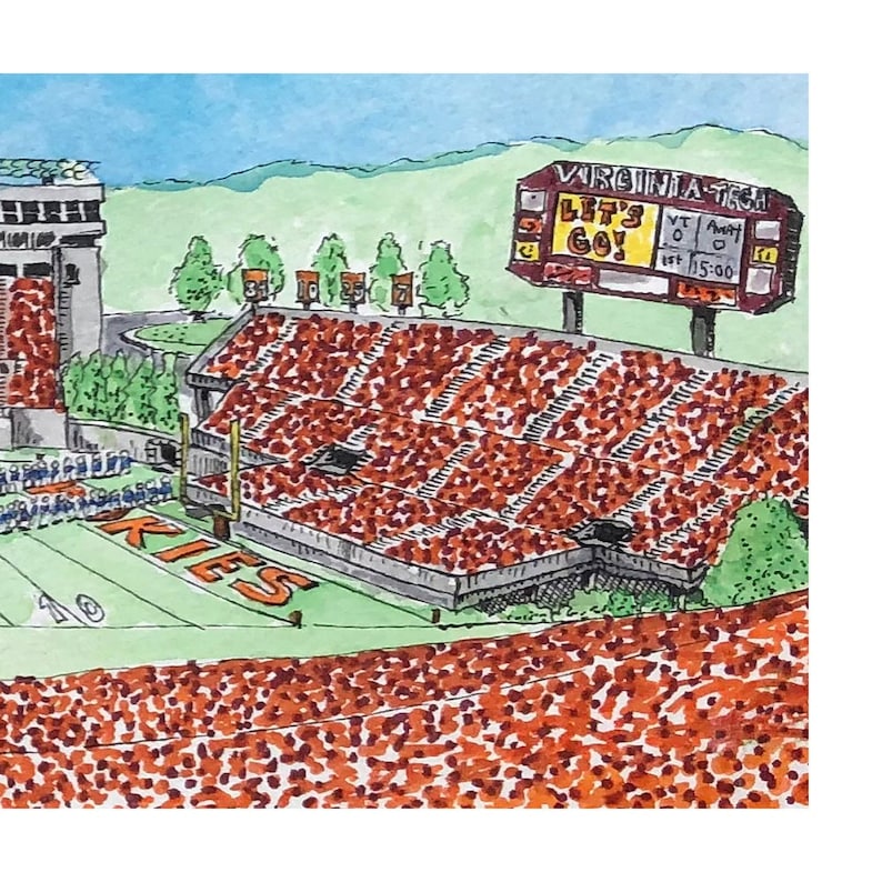 VT Football Stadium Print Virginia Tech Art Virginia Tech - Etsy