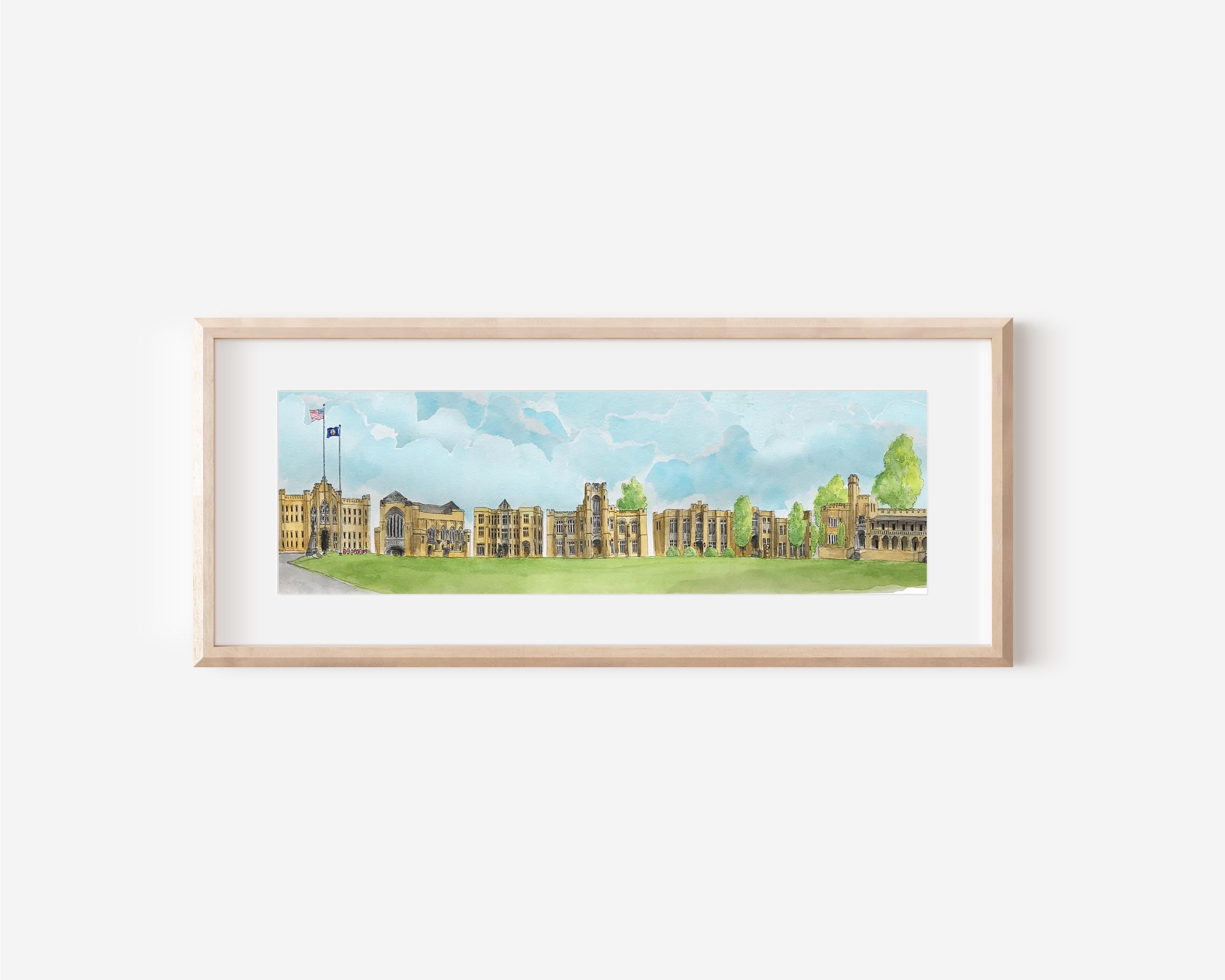 VMI Parade Field Watercolor Art Print: Virginia Military Institute ...
