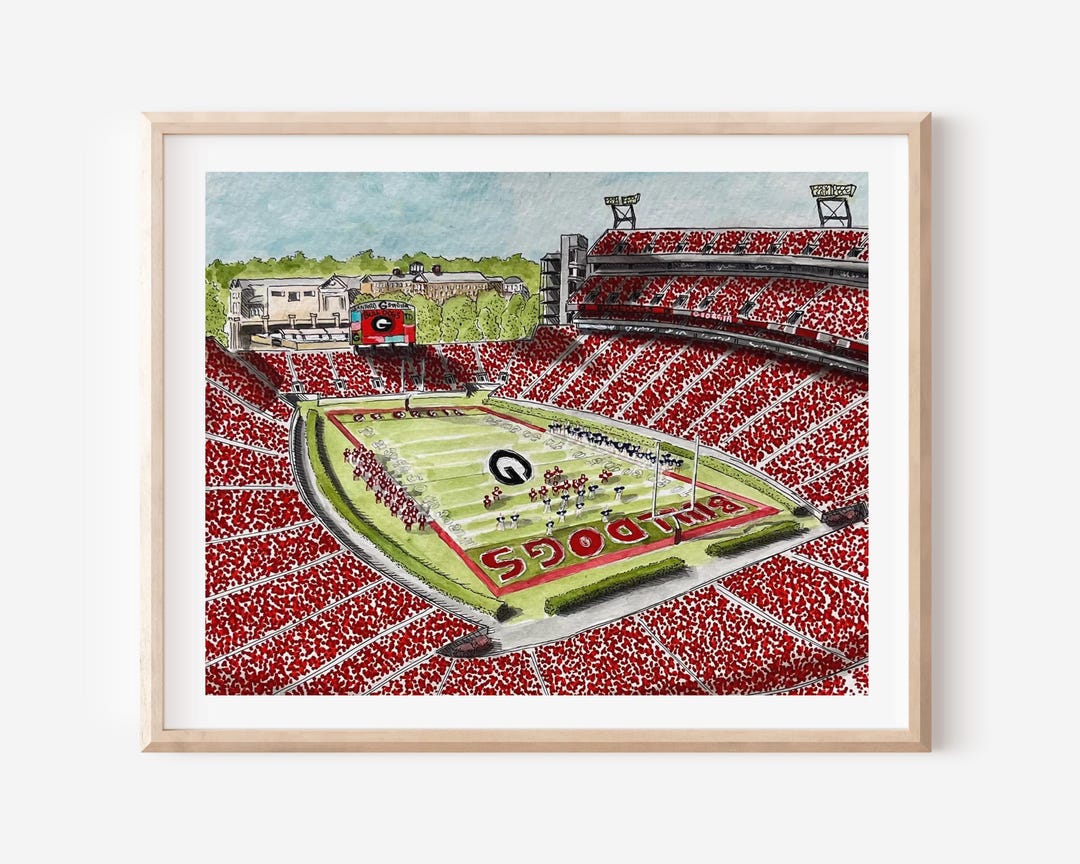 Sanford Stadium Watercolor Art Print: Georgia Bulldogs Football - Etsy