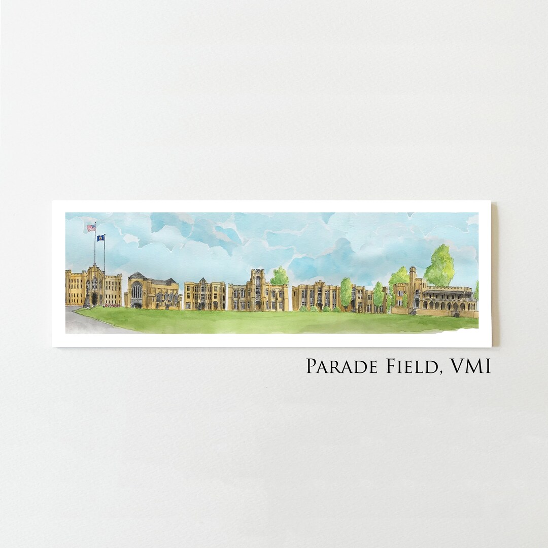 Virginia Military Institute Watercolor Art Print, VMI Parade Field, VMI ...