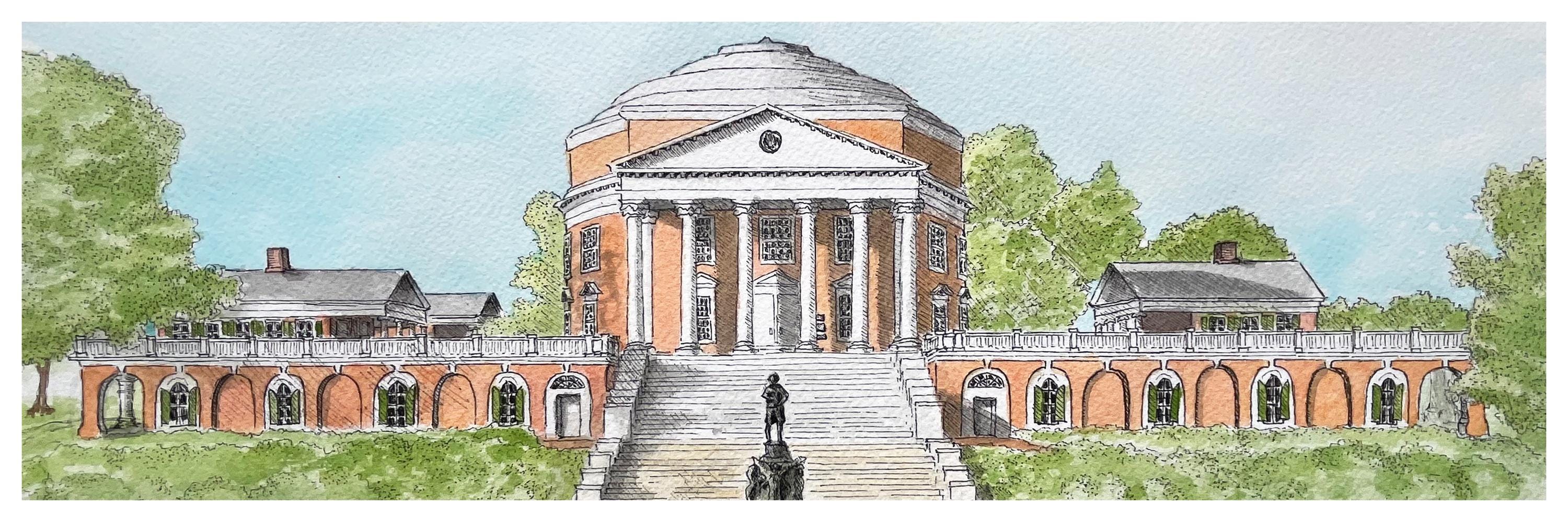 The University of Virginia Rotunda Watercolor or Pen and Ink Print, UVA ...