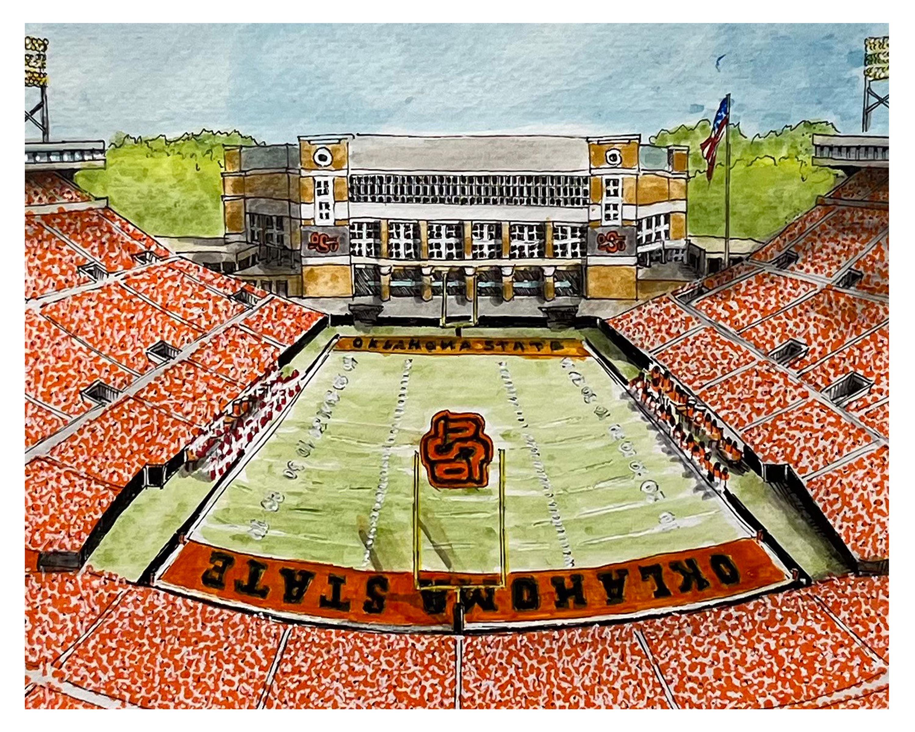 Oklahoma State Stadium Watercolor Art Print: OSU Alumni Gift - Etsy