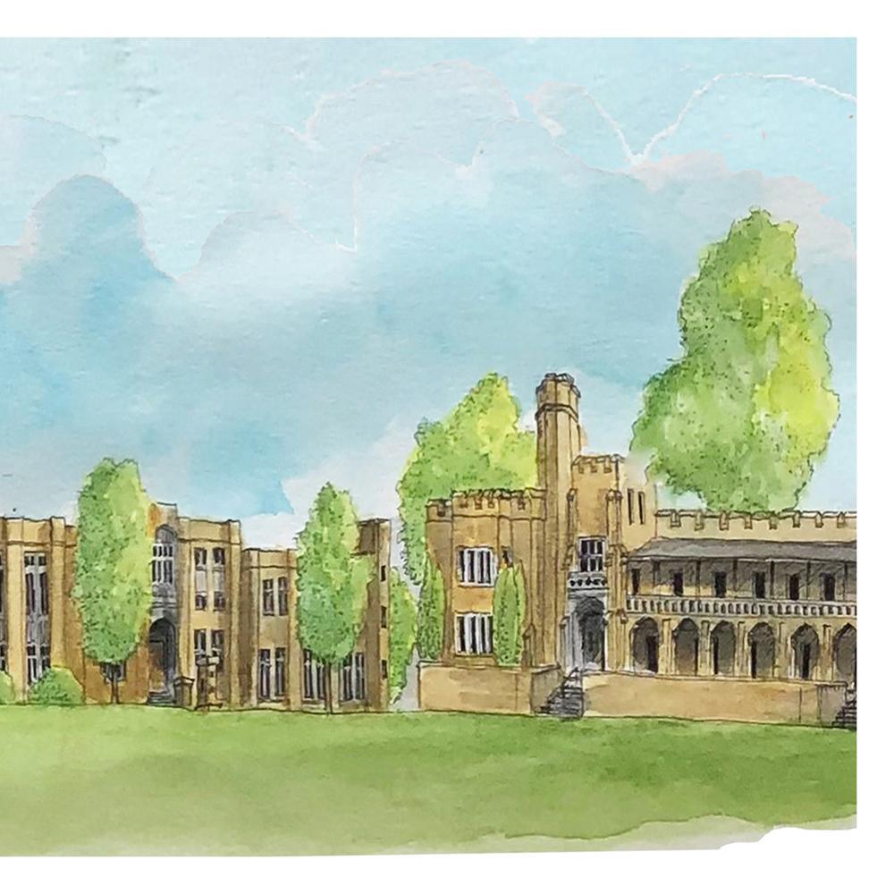 VMI Parade Field Watercolor Art Print: Virginia Military Institute ...