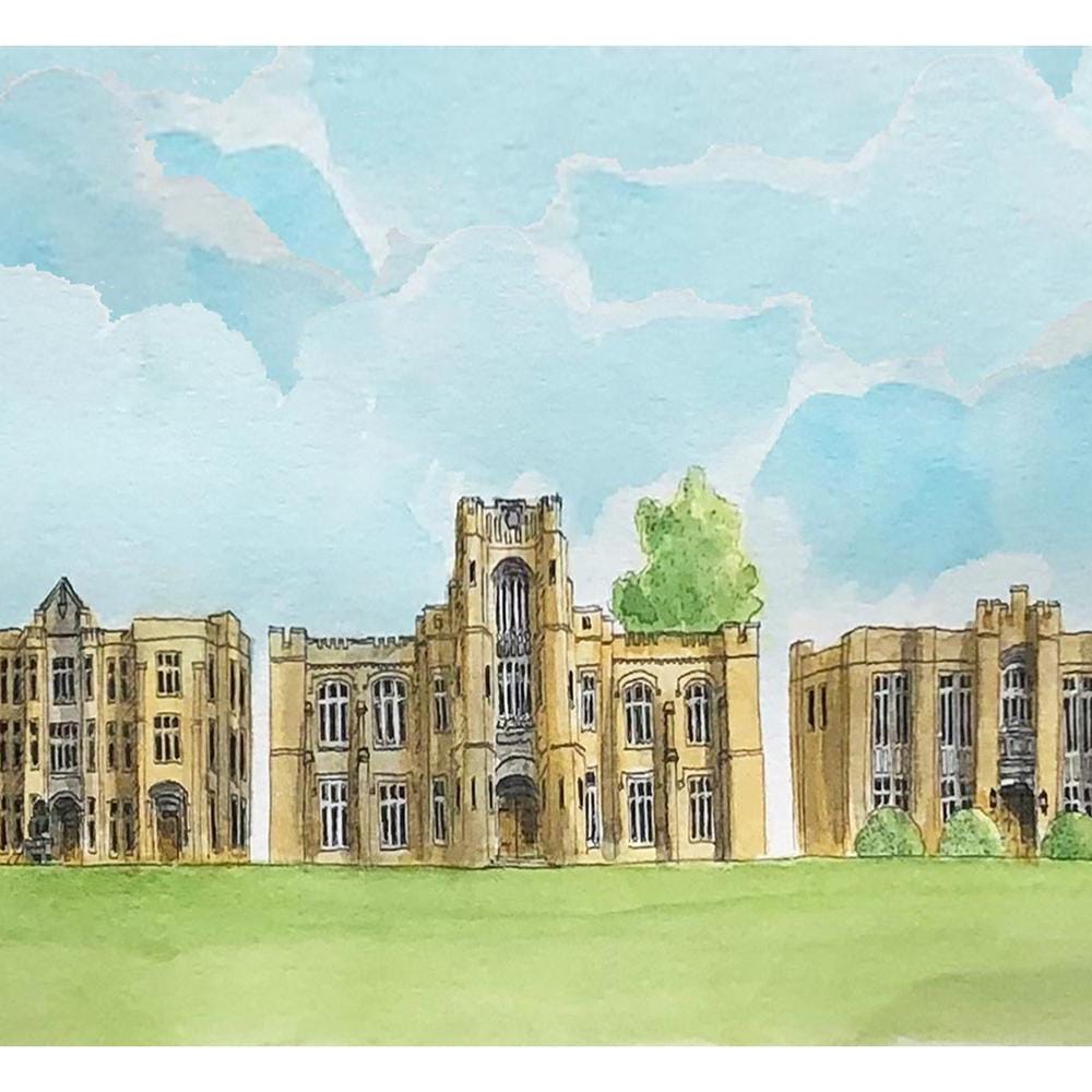 VMI Parade Field Watercolor Art Print: Virginia Military Institute ...