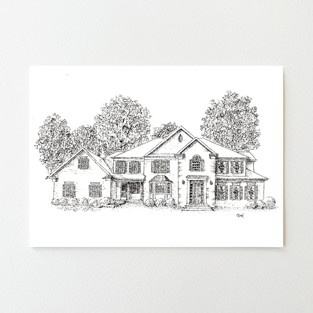 House Drawing From Photo, Pen and Ink, House Illustration, Home ...