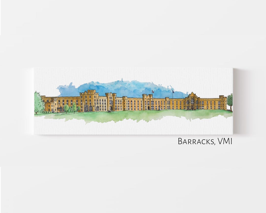 Virginia Military Institute Watercolor Art Print, VMI Barracks ...