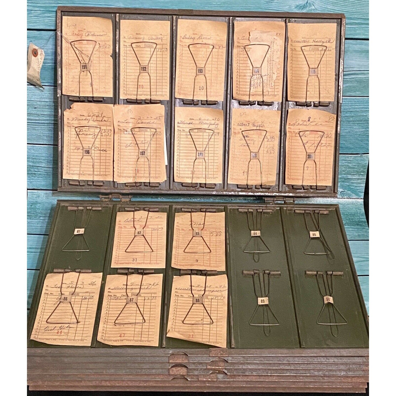 Mccaskey Old Store Receipt Filing Box Bill File Charge Credit Account ...