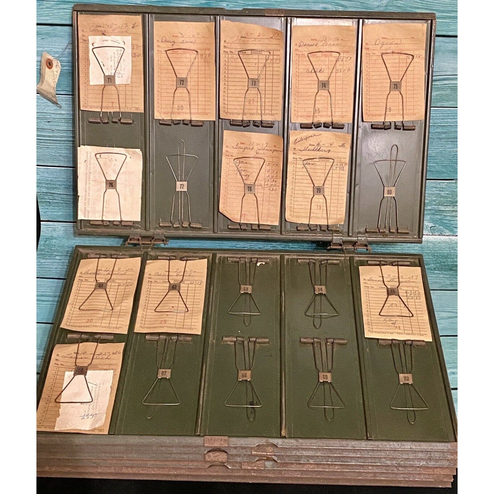 Mccaskey Old Store Receipt Filing Box Bill File Charge Credit Account ...