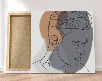 Male Portrait Figure Line Art Abstract Mid Century Modern | Etsy