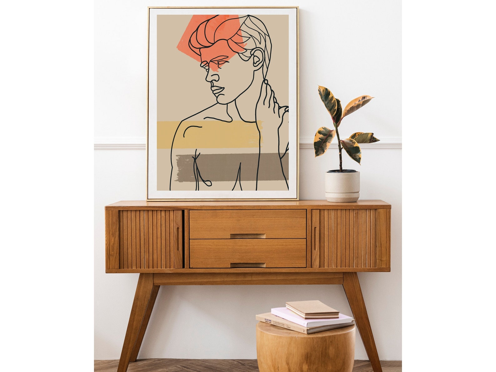 Male Portrait Figure Line Art Abstract Mid Century Modern Art - Etsy