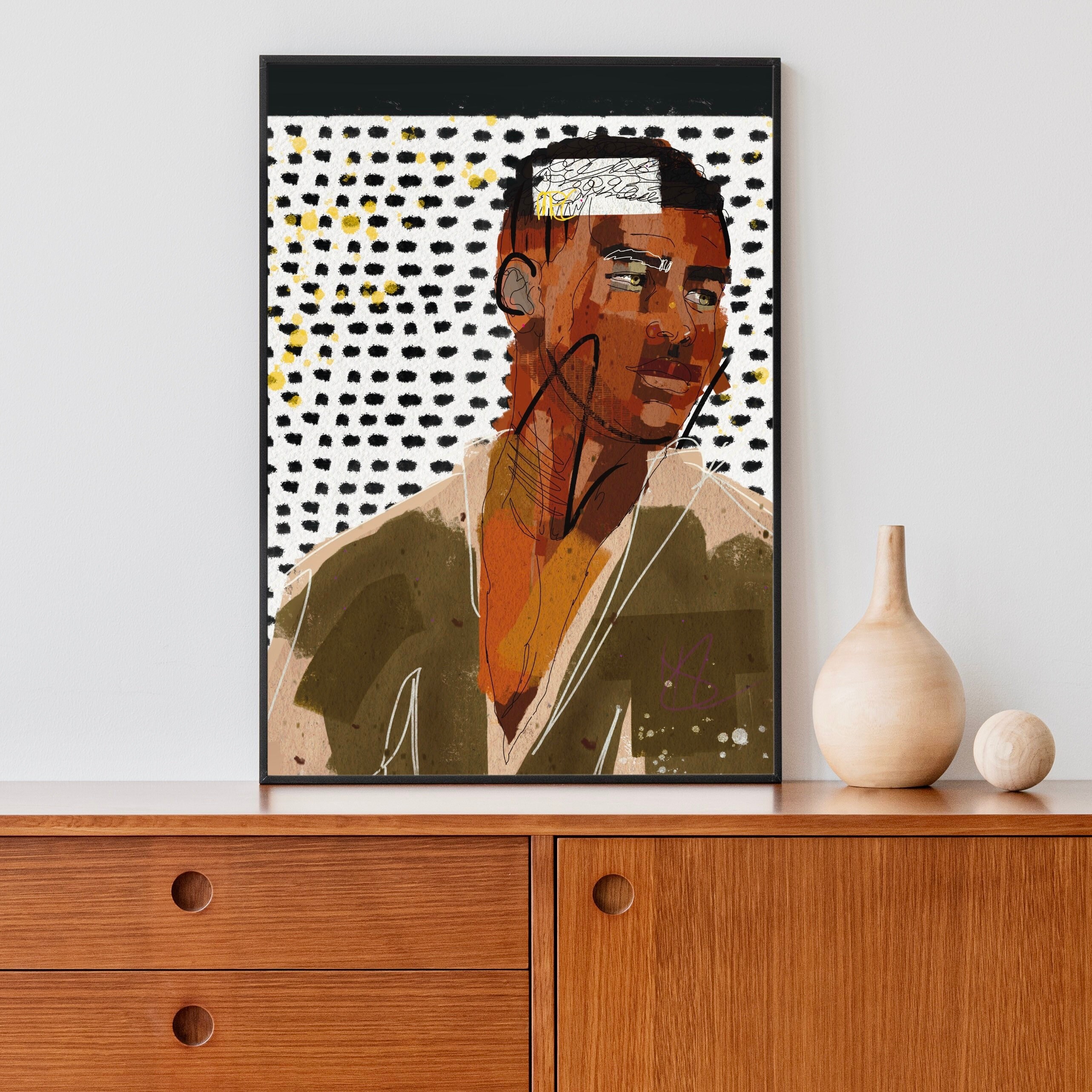 Male Portrait Painting, Modern Wall Art, Hollow Fog, Figure Drawing ...