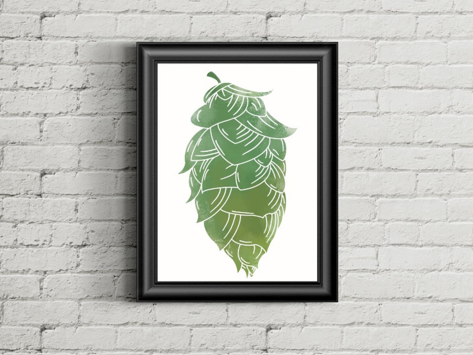 3 Watercolor Hops Brewery Digital Art Prints, Beer Brewery Bar Decor ...
