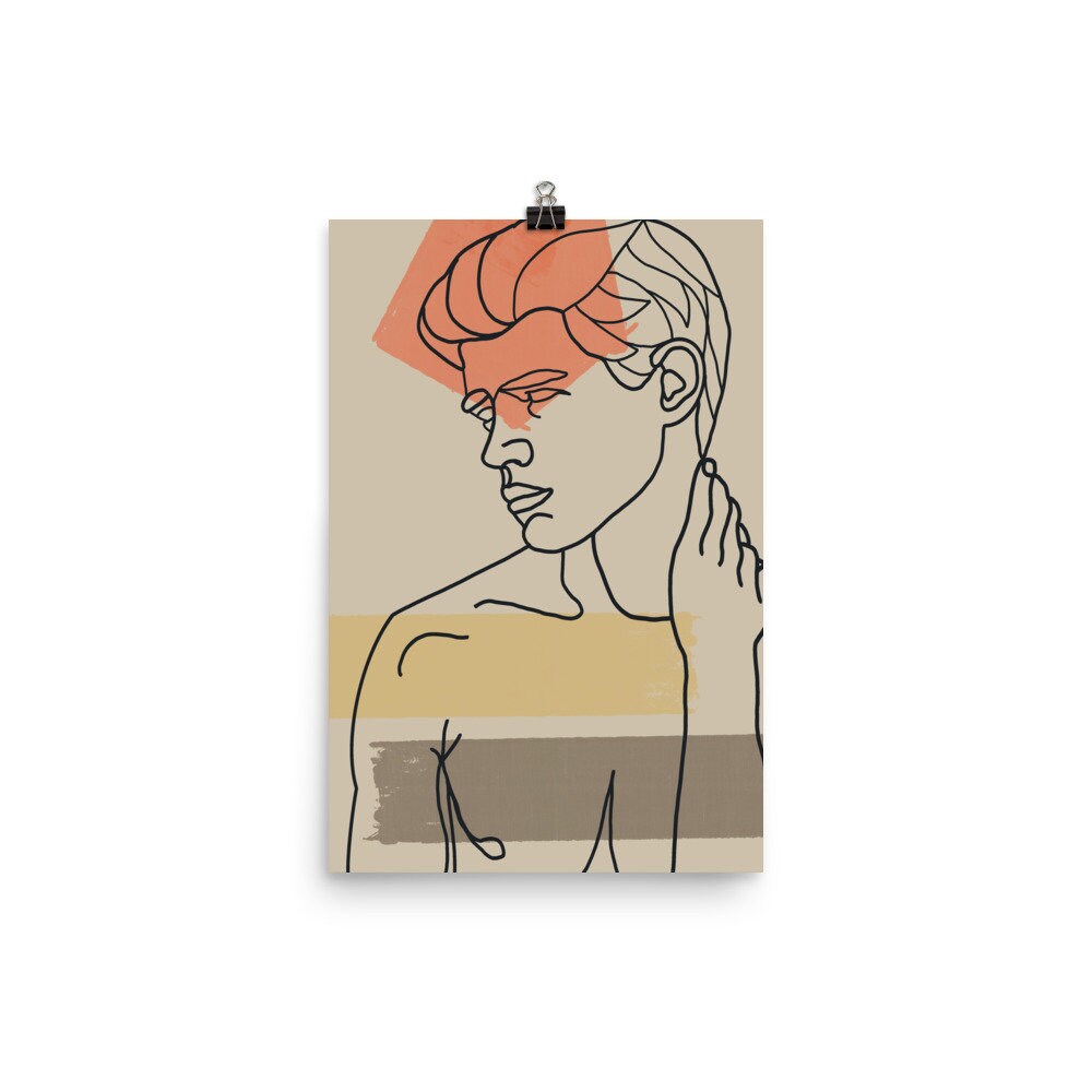 Male Portrait Figure Line Art Abstract Mid Century Modern Art - Etsy