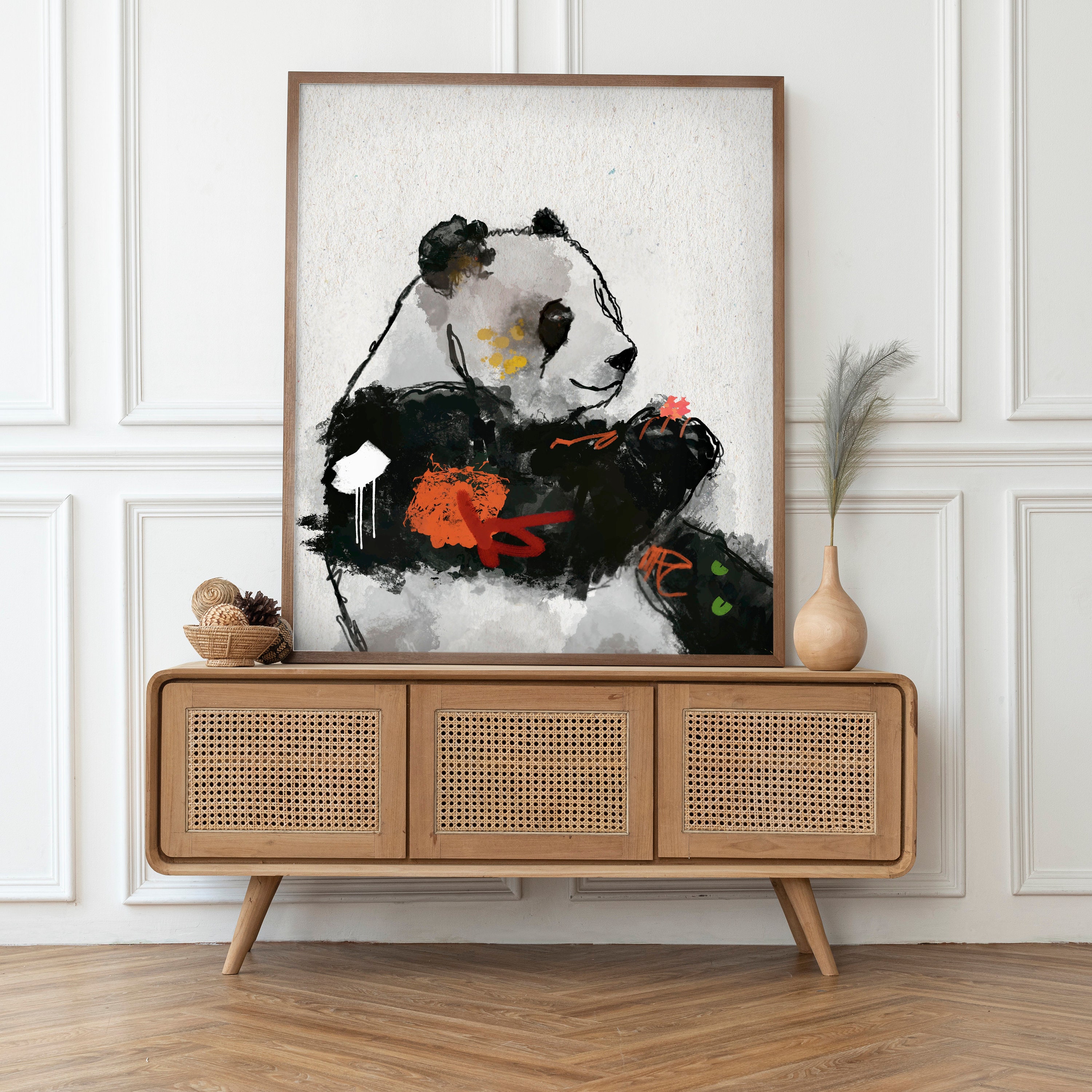 Panda Bear Painting, Street Art Print, Panda Home Decor, Wildlife Wall ...