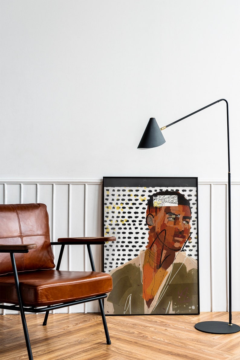 Male Portrait Painting Modern Wall Art Hollow Fog Figure - Etsy