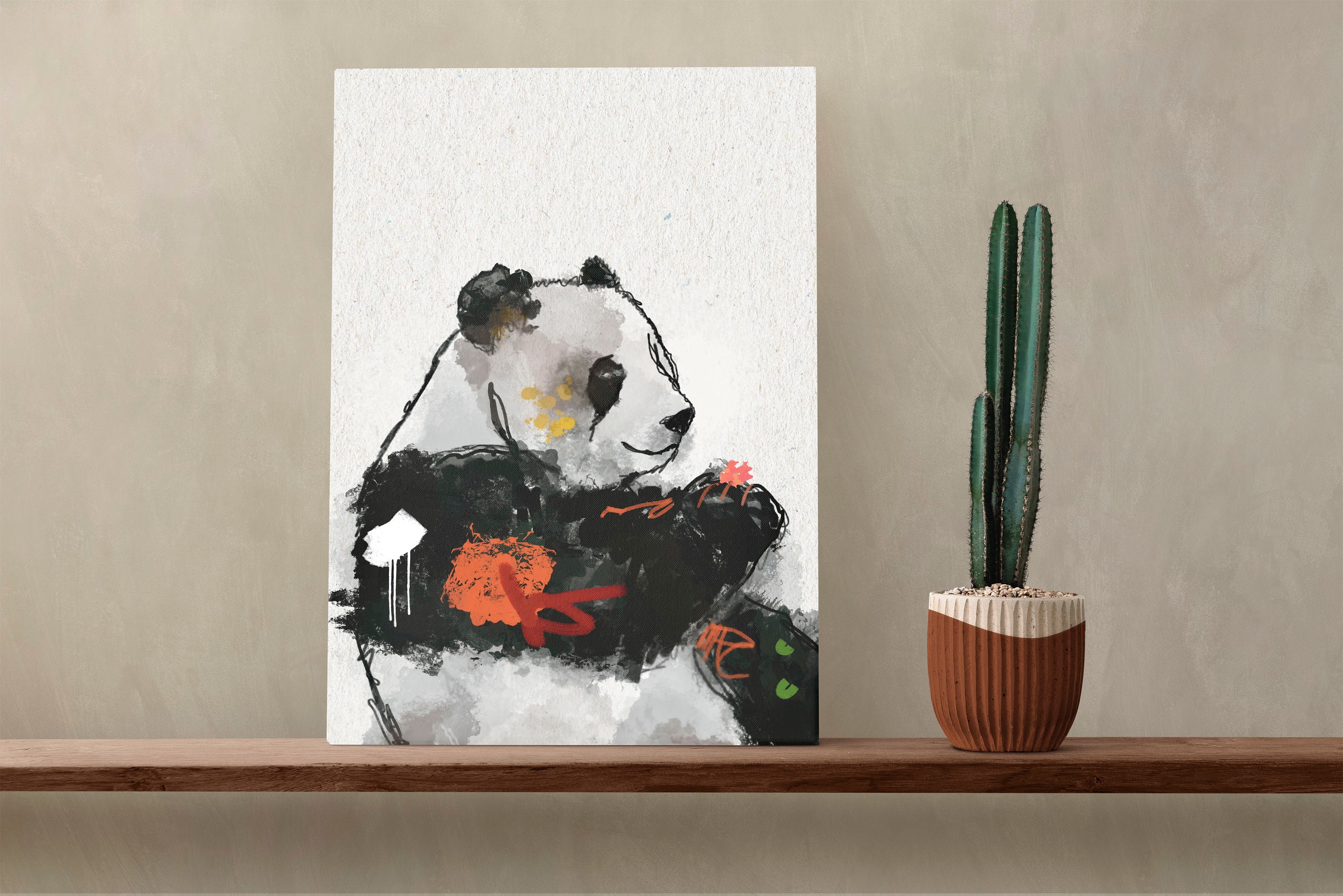 Panda Bear Painting, Street Art Print, Panda Home Decor, Wildlife Wall ...