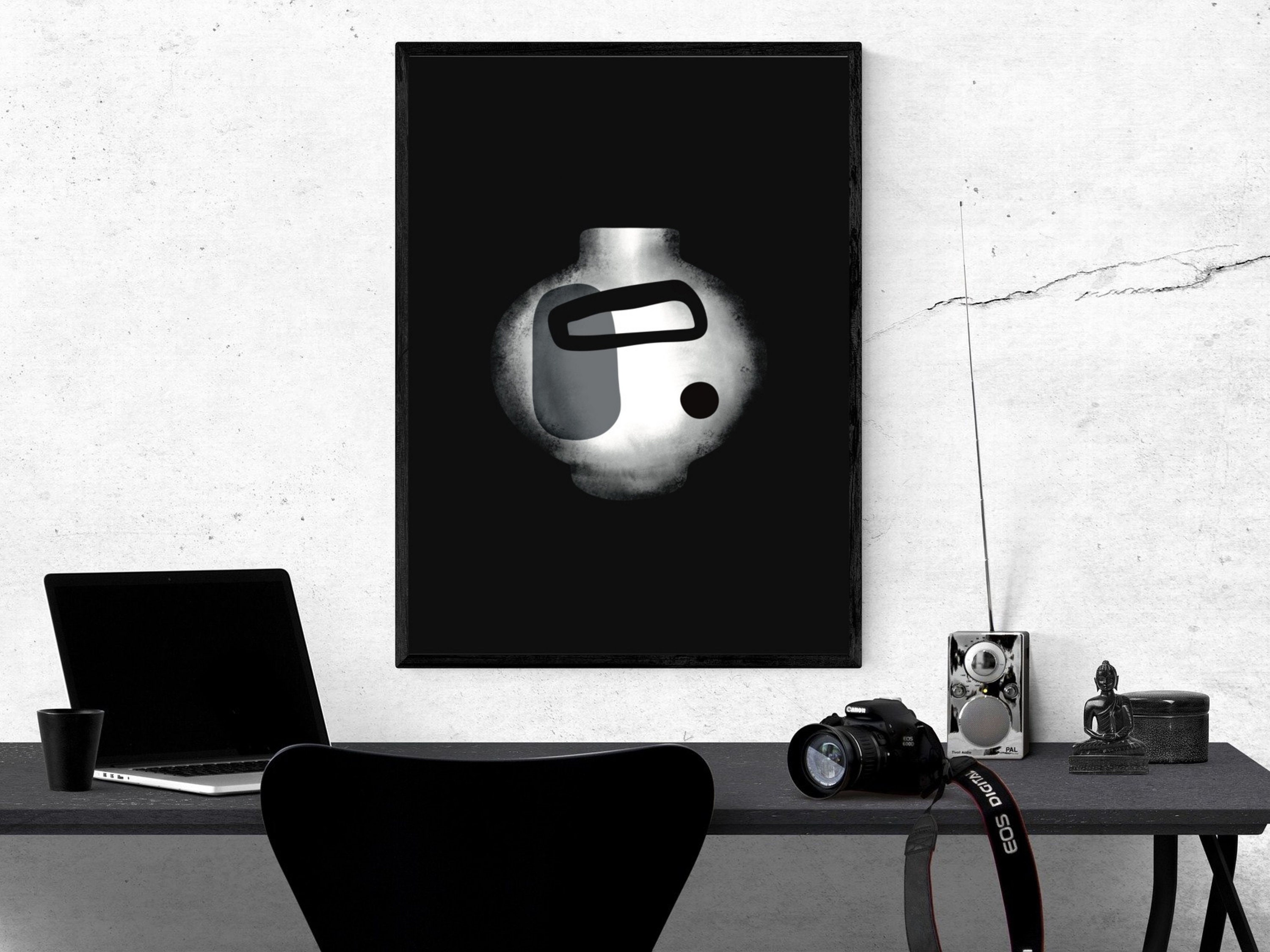 Round Weathered Boho Ceramic Vase, Hollow Fog Dark Shadow Minimalist ...