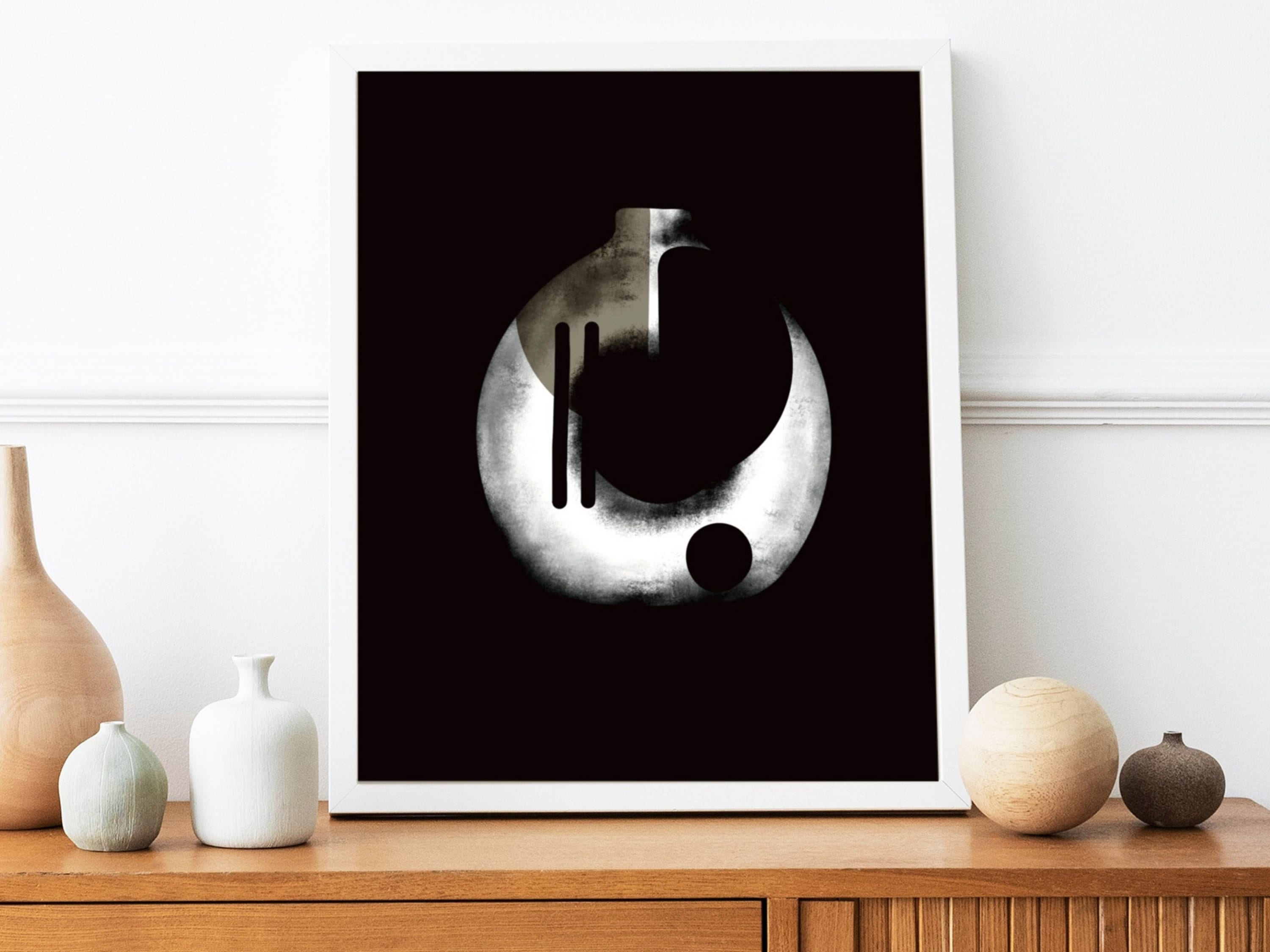 Minimalist Vase Shadow Boho Weathered Ceramic Painting, Hollow Fog Dark ...