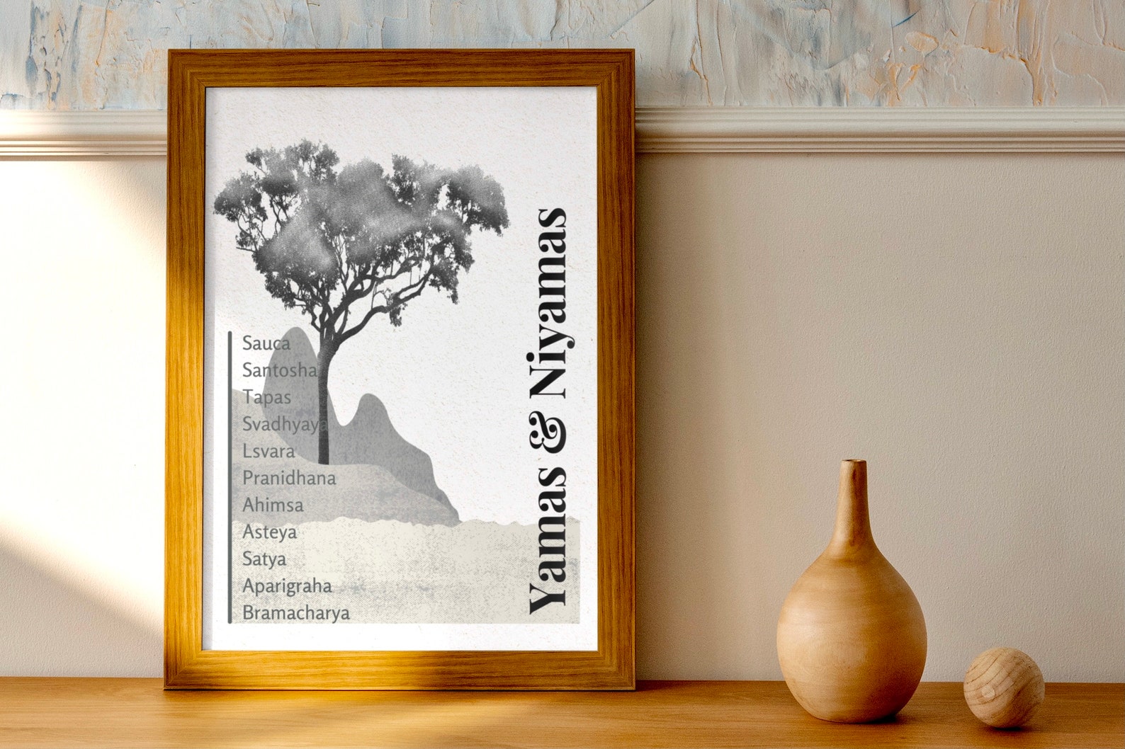 Yamas Niyamas Art Print, Yoga Art Poster, Meditation Wall Art, Bohemian ...
