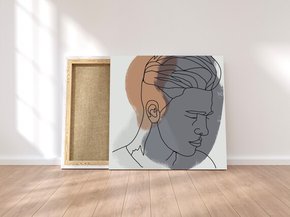 Abstract Mid Century Modern Line Art Male Portrait Digital | Etsy