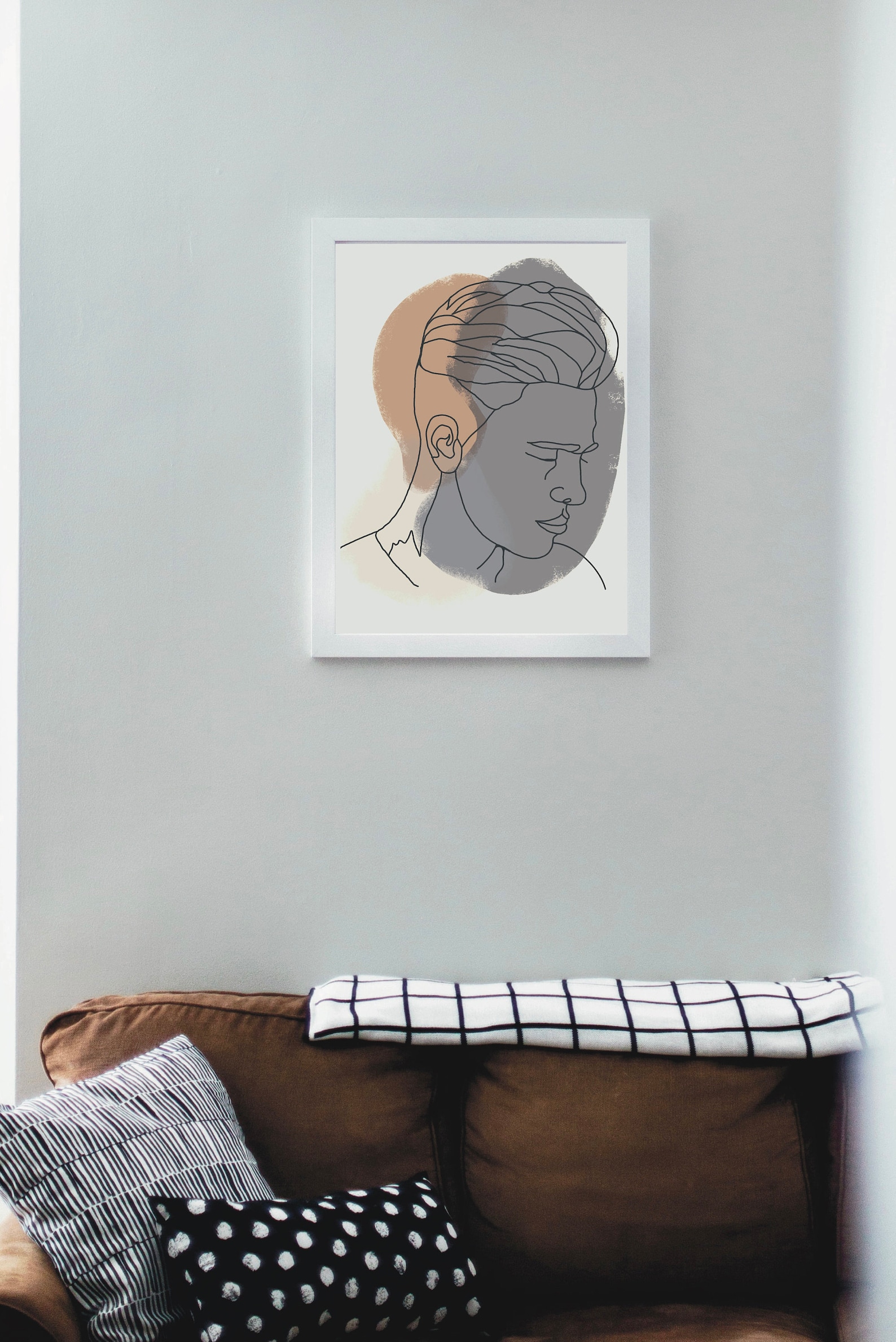 Abstract Mid Century Modern Line Art Male Portrait, Digital ...