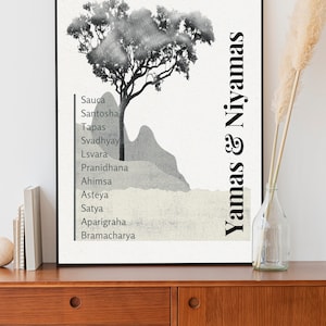 Yamas Niyamas Art Print, Yoga Art Poster, Meditation Wall Art, Bohemian ...