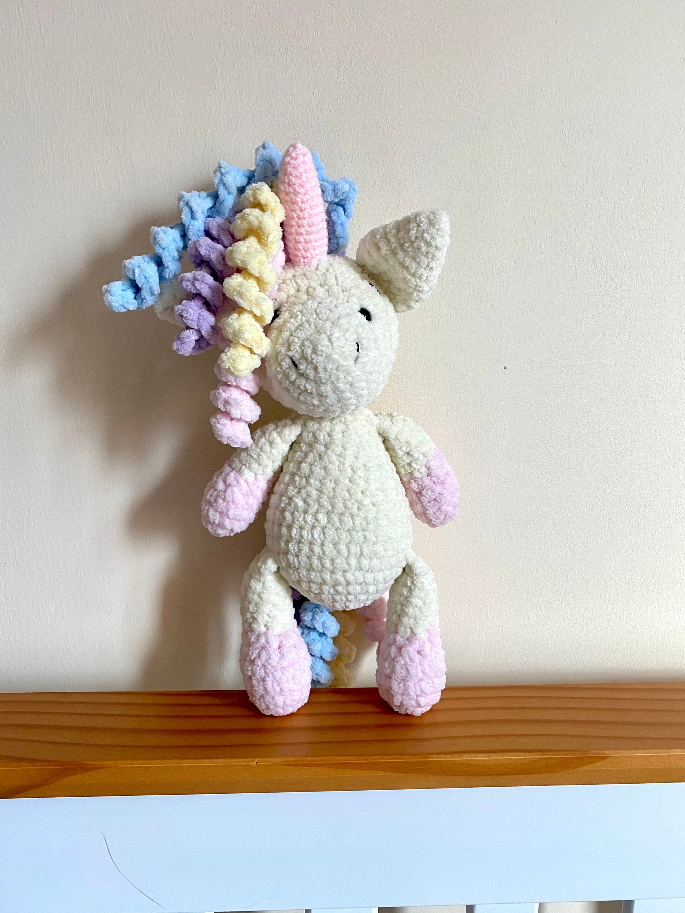 Crochet rainbow unicorn cuddly toy/ plushie. Handmade using - Etsy ...
