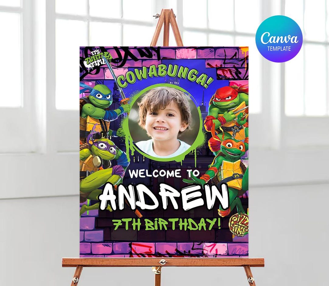 Ninja Welcome Sign, Ninja Turtle Birthday Welcome Sign, TMNT Birthday ...