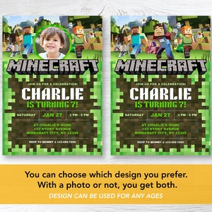 Minecraft, Minecraft Invitation, Minecraft Birthday Invitation ...