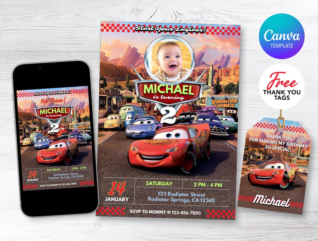 Cars Invitation, Editable Birthday Invitation, Pixar Cars Invitation ...