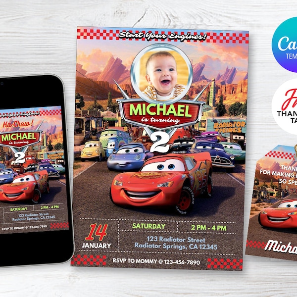 Pixar Car Birthday Invitation - Etsy