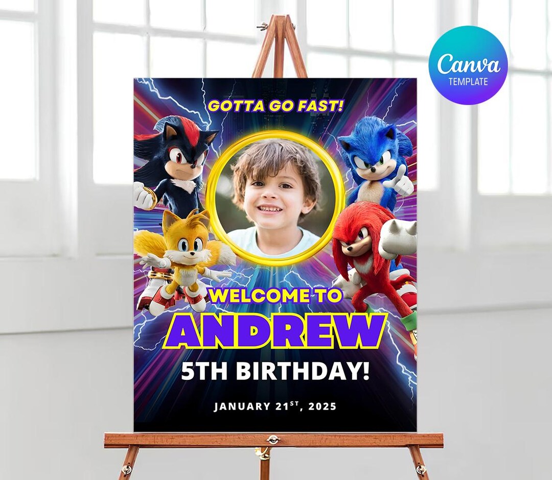 Sonic Welcome Sign, Sonic the Hedgehog Birthday Welcome Sign, Super ...