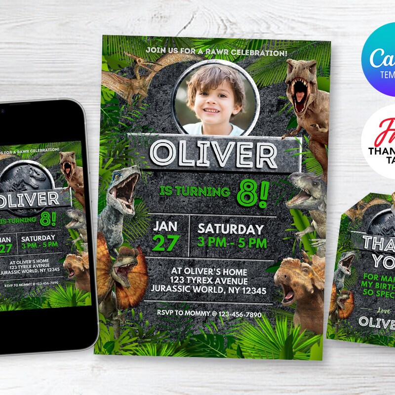 Jurassic World Invitations - Etsy