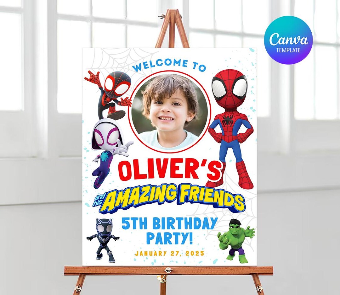 Spidey Birthday Welcome Sign, Spidey and His Amazing Friends Welcome ...