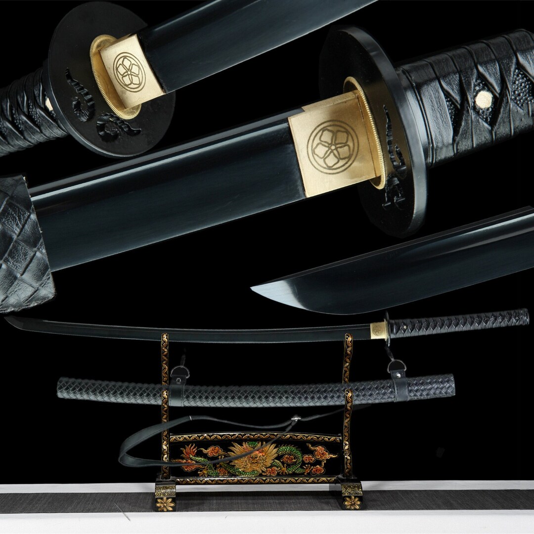 Black Blade Katana Sword,dark Source,real Handmade Japanese Samurai ...