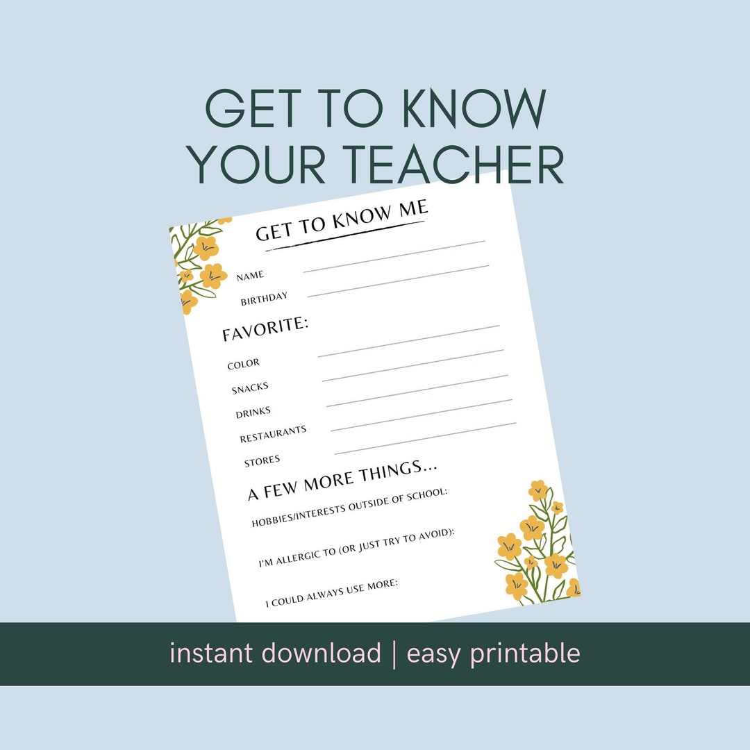 Teacher Favorites Printable - Getting to Know You - Teacher ...