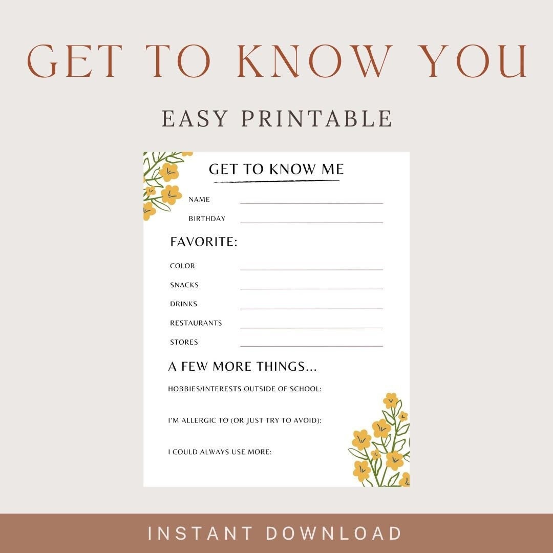 Teacher Favorites Printable - Getting to Know You - Teacher ...