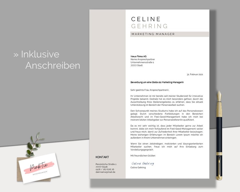 German CV Template | Professional Application Template Word + Pages - Etsy