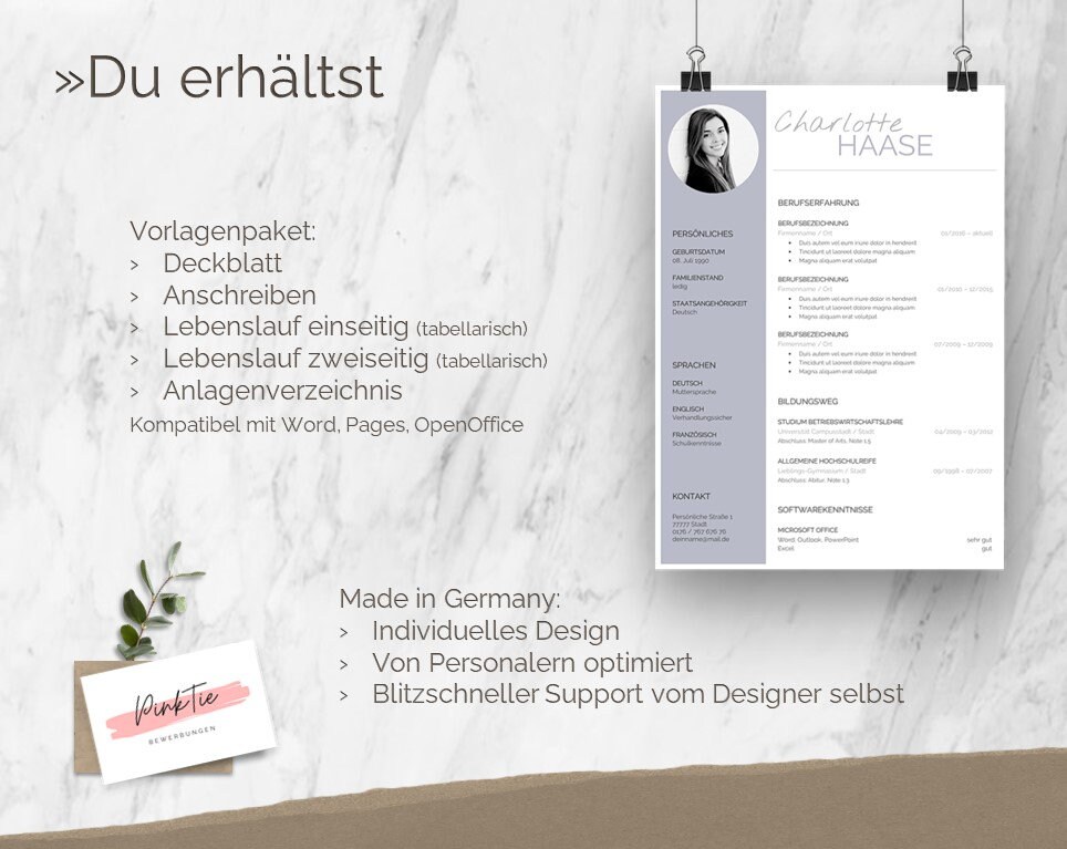 Application Template German CV Template CV Layout - Etsy