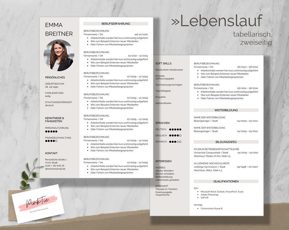 Professional CV Template, Modern Application Template German, CV ...