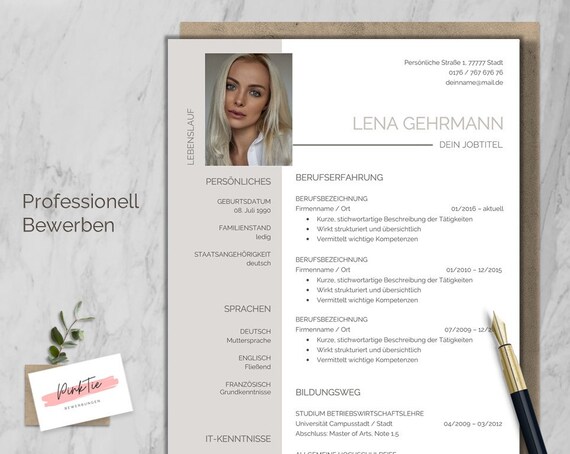Lebenslauf Vorlage modern professionelle Bewerbungsvorlage - Etsy Schweiz