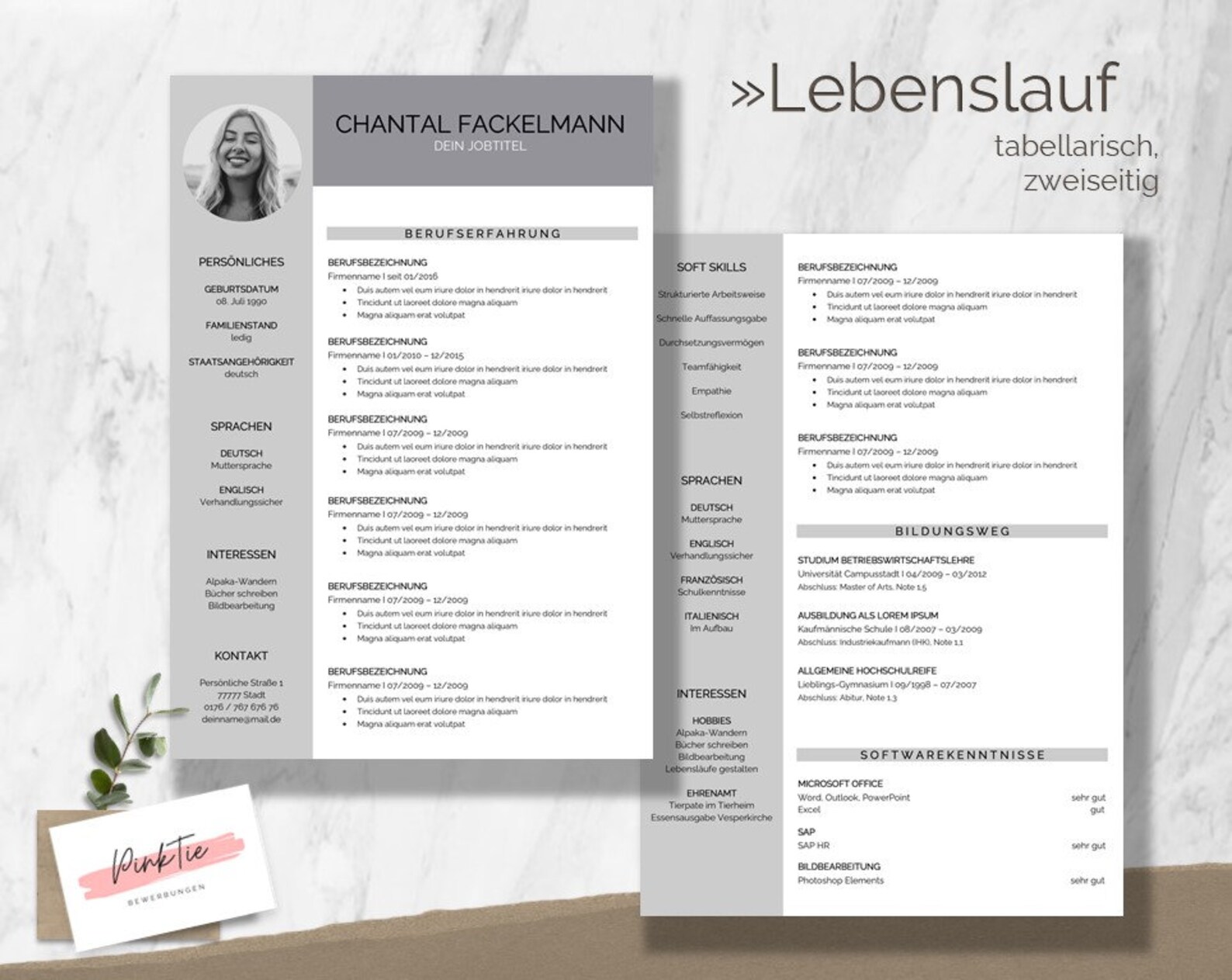 Application Template German: CV Template, Cover Letter, Cover Sheet ...
