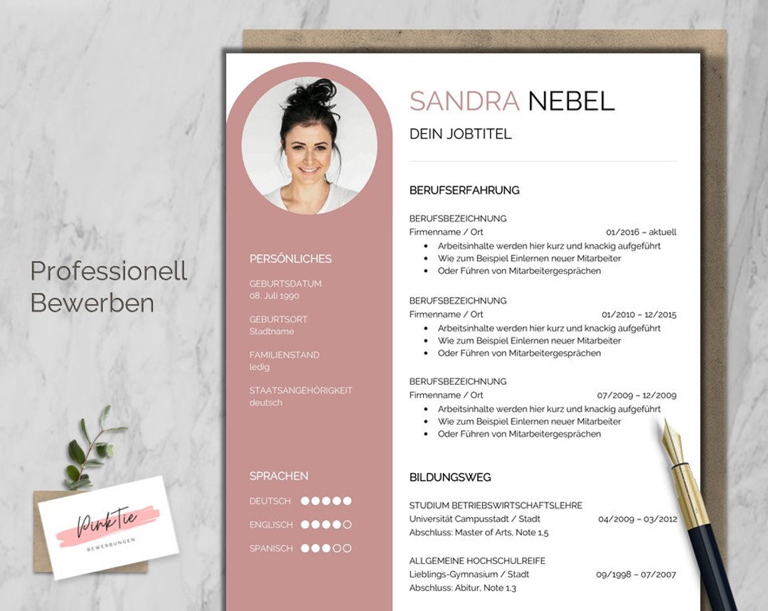 CV Template Professional Application Template German CV - Etsy