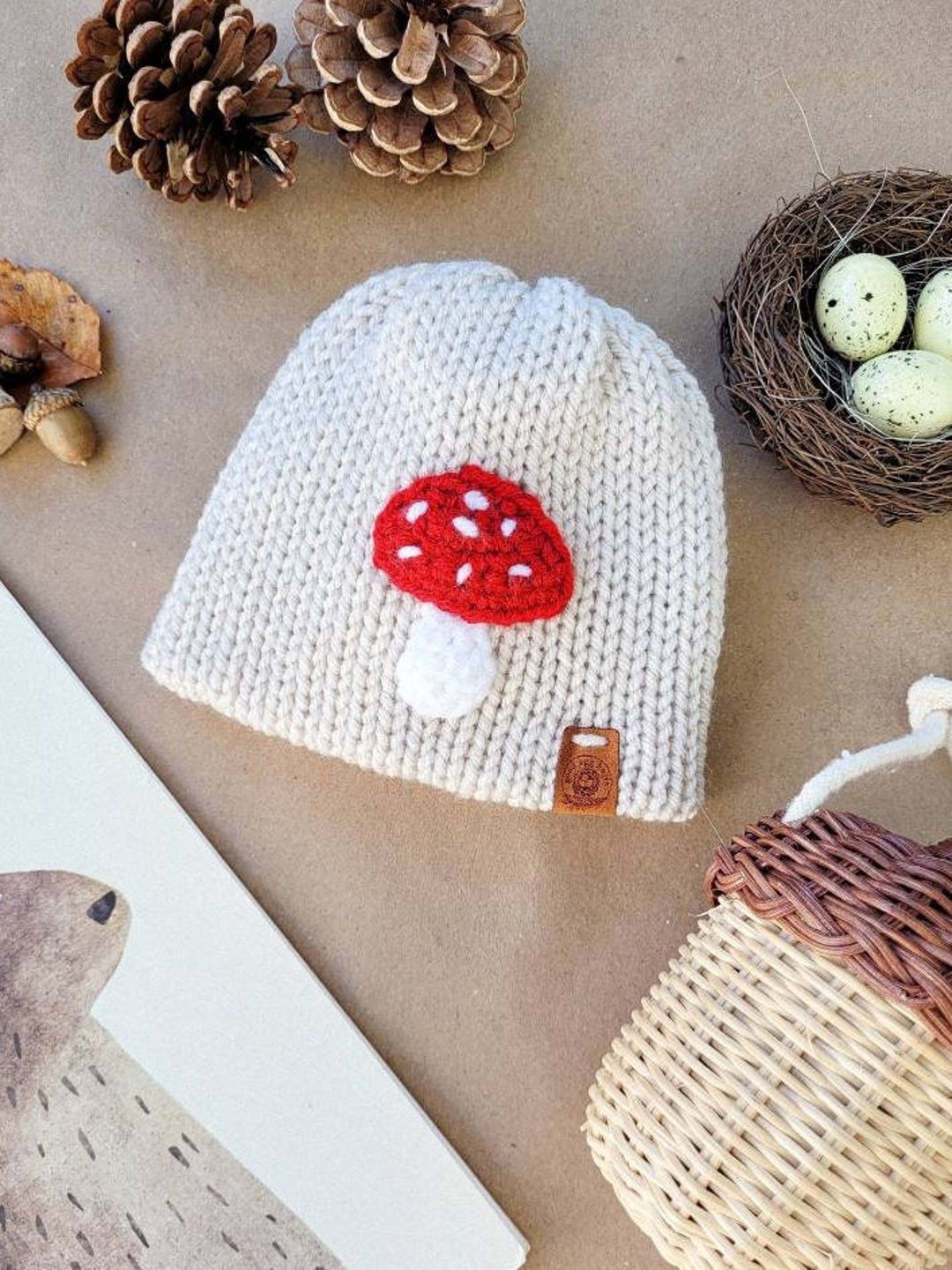 Woodlands Mushroom Knit Hat/custom Sizes Newborn Through Adult/gender ...