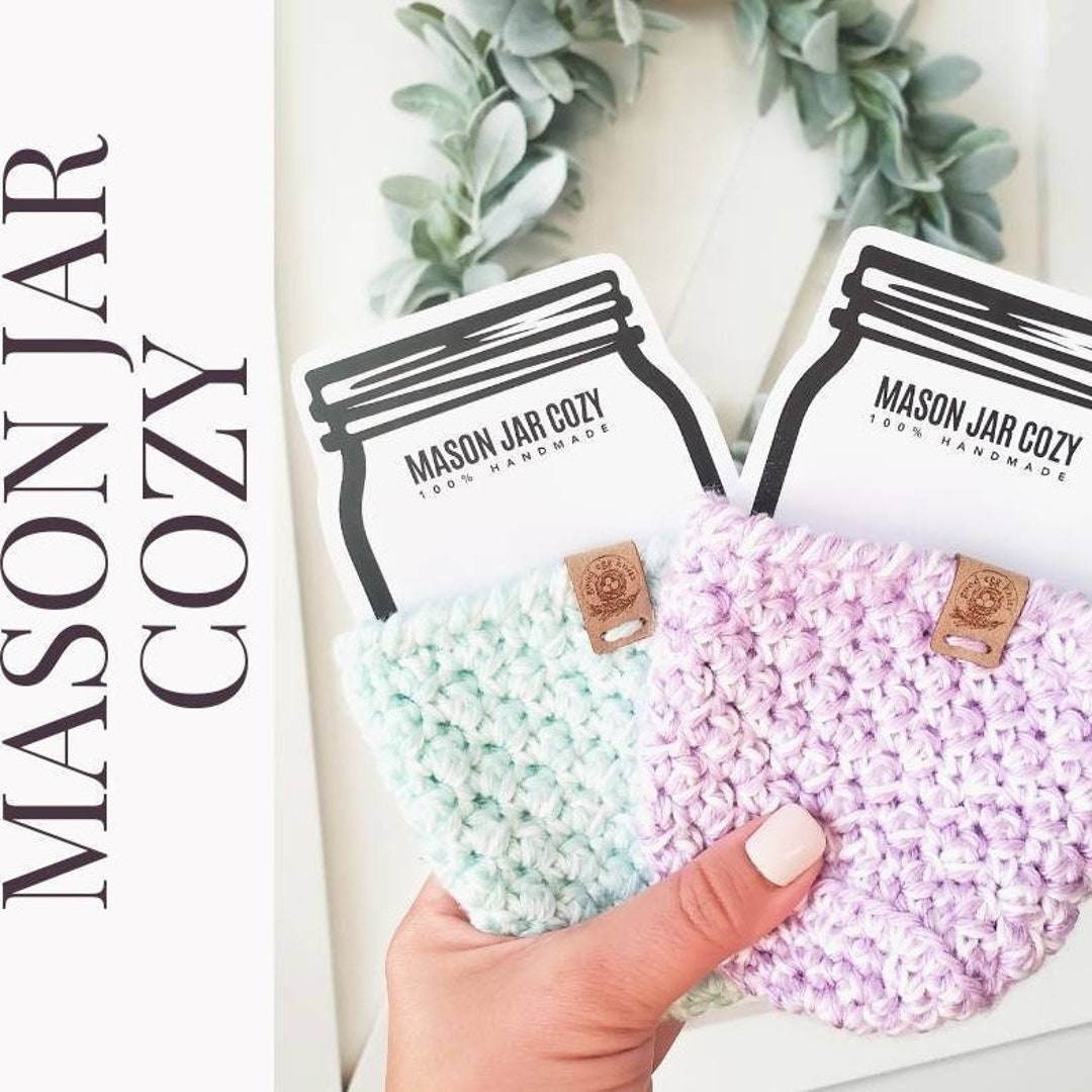 CUSTOM COLOR Hand Knit Mason Jar Cozy/fits Standard, Medium and Large ...