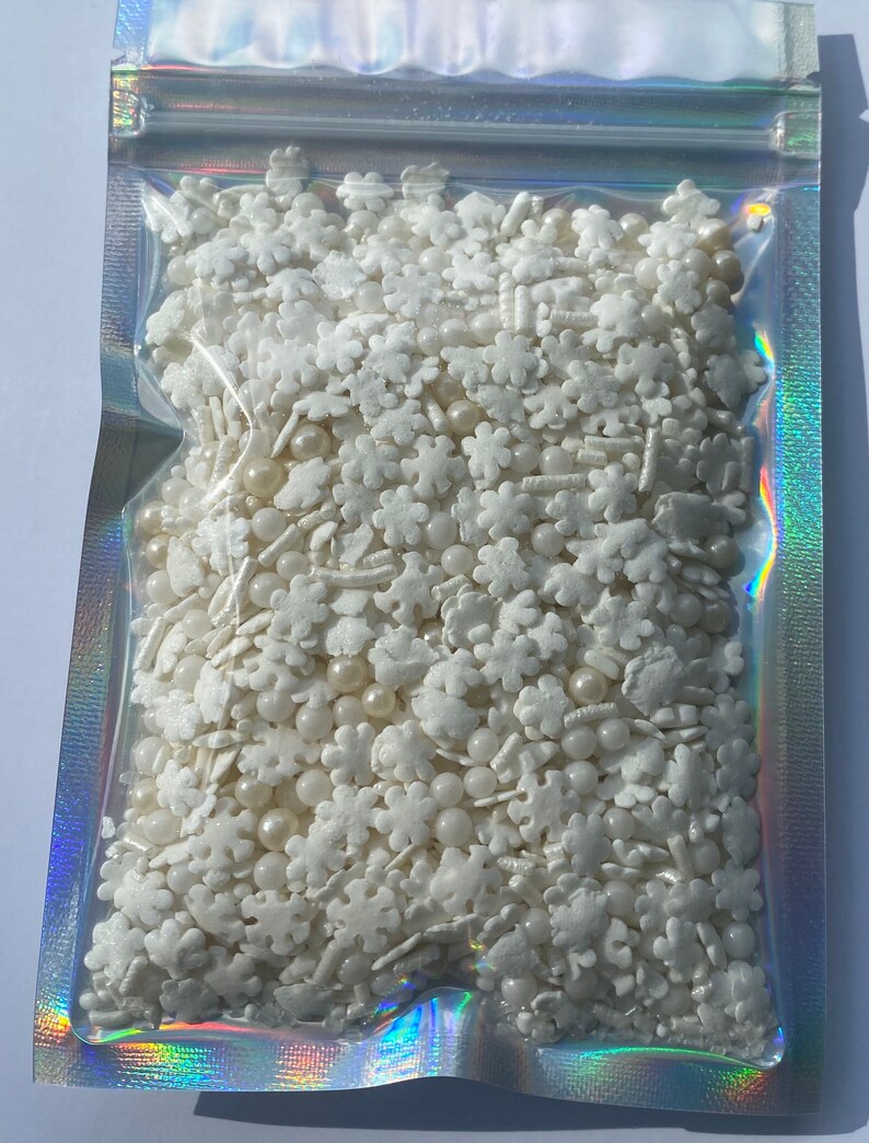Winter Snowflake Sprinkles Mix Christmas White Fancy Toppings - Etsy