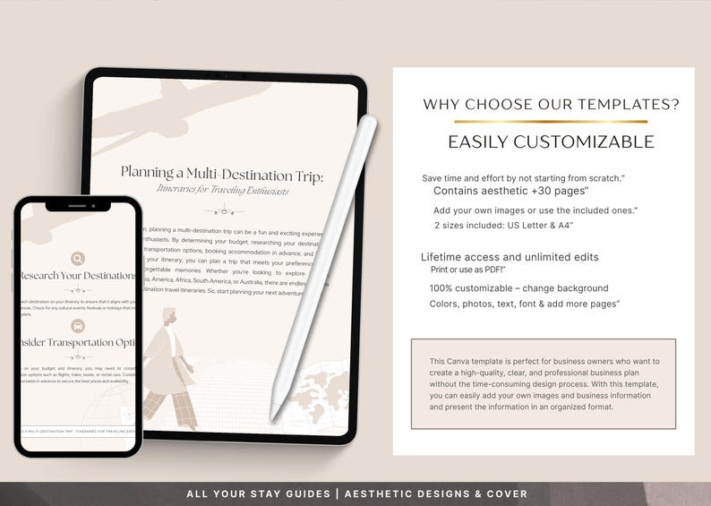 Multi-destination Trip Planning Guide, Editable Travel Planner Template ...